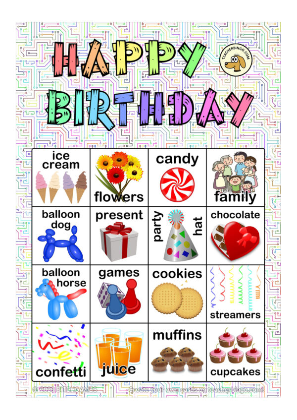 Birthday Party Bingo 4x4 (100 pages + call sheet) | Made By Teachers