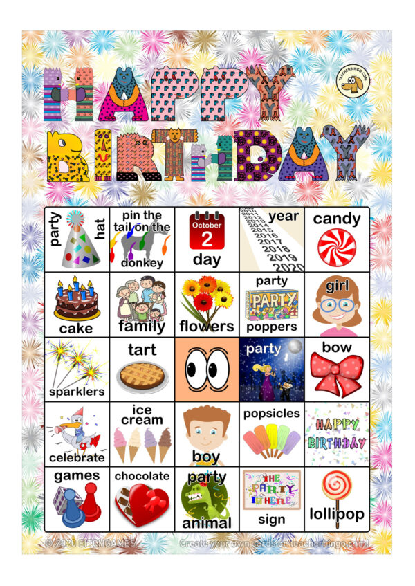 Birthday Party Bingo 5x5 (100 pages + call sheet) | Made By Teachers