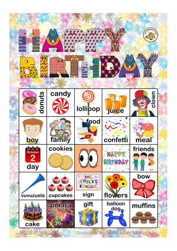 Birthday Party Bingo 5x5 (100 pages + call sheet) | Made By Teachers