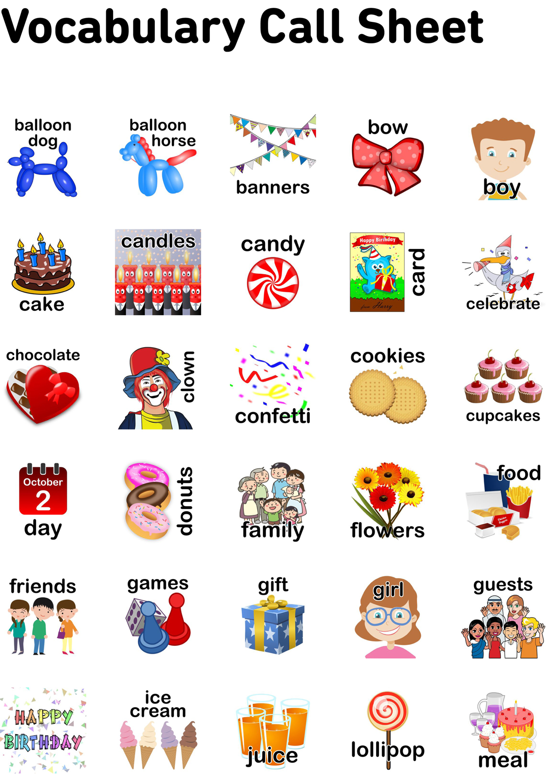 Birthday Party Bingo 5x5 (100 pages + call sheet) | Made By Teachers