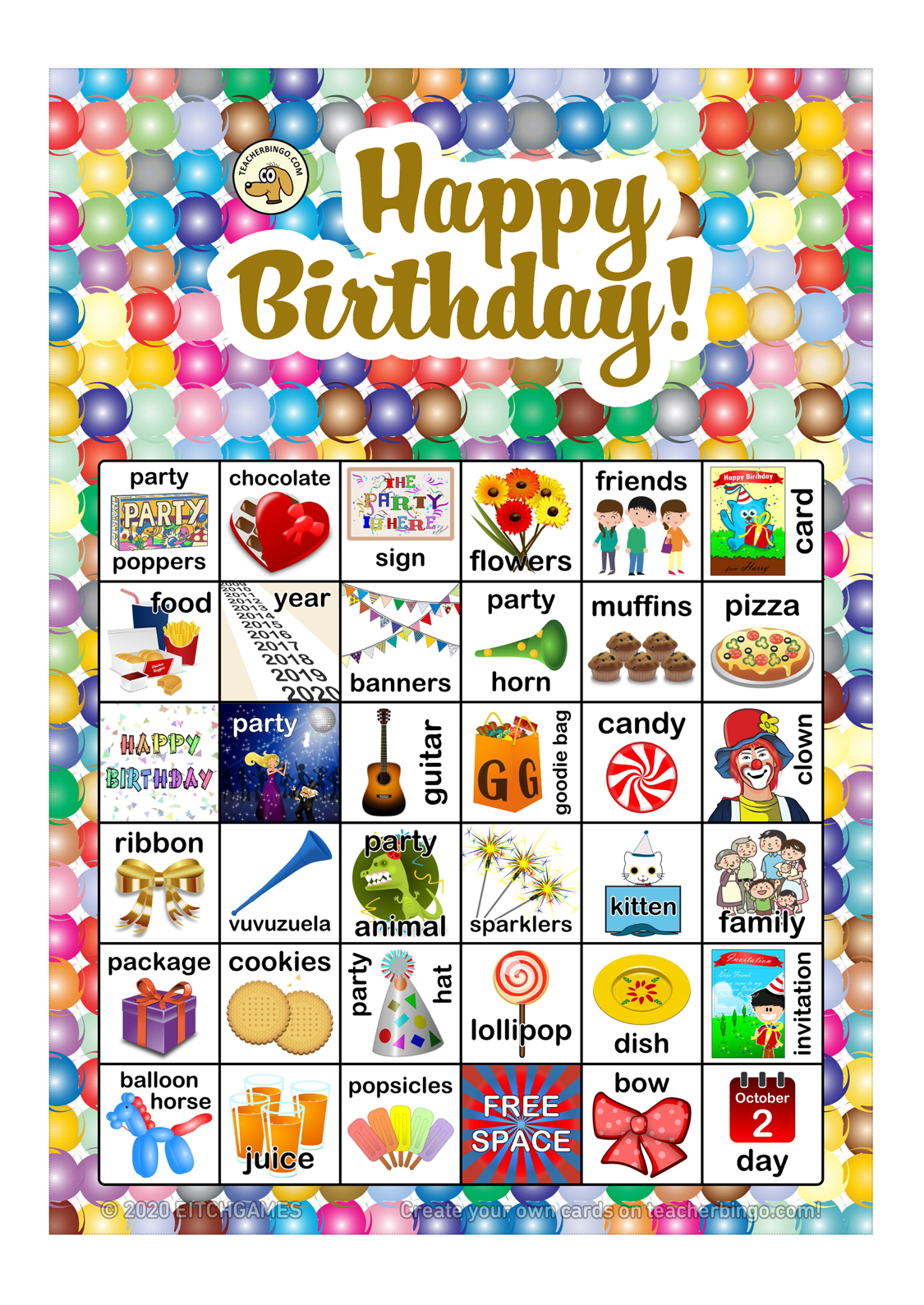 Birthday Party Bingo 6x6 (100 pages + call sheet) | Made By Teachers