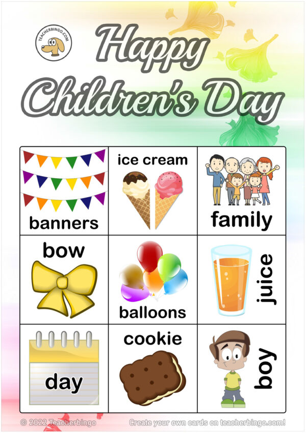 Children’s Day Bingo 3x3 (5 pages + call sheet) | Made By Teachers