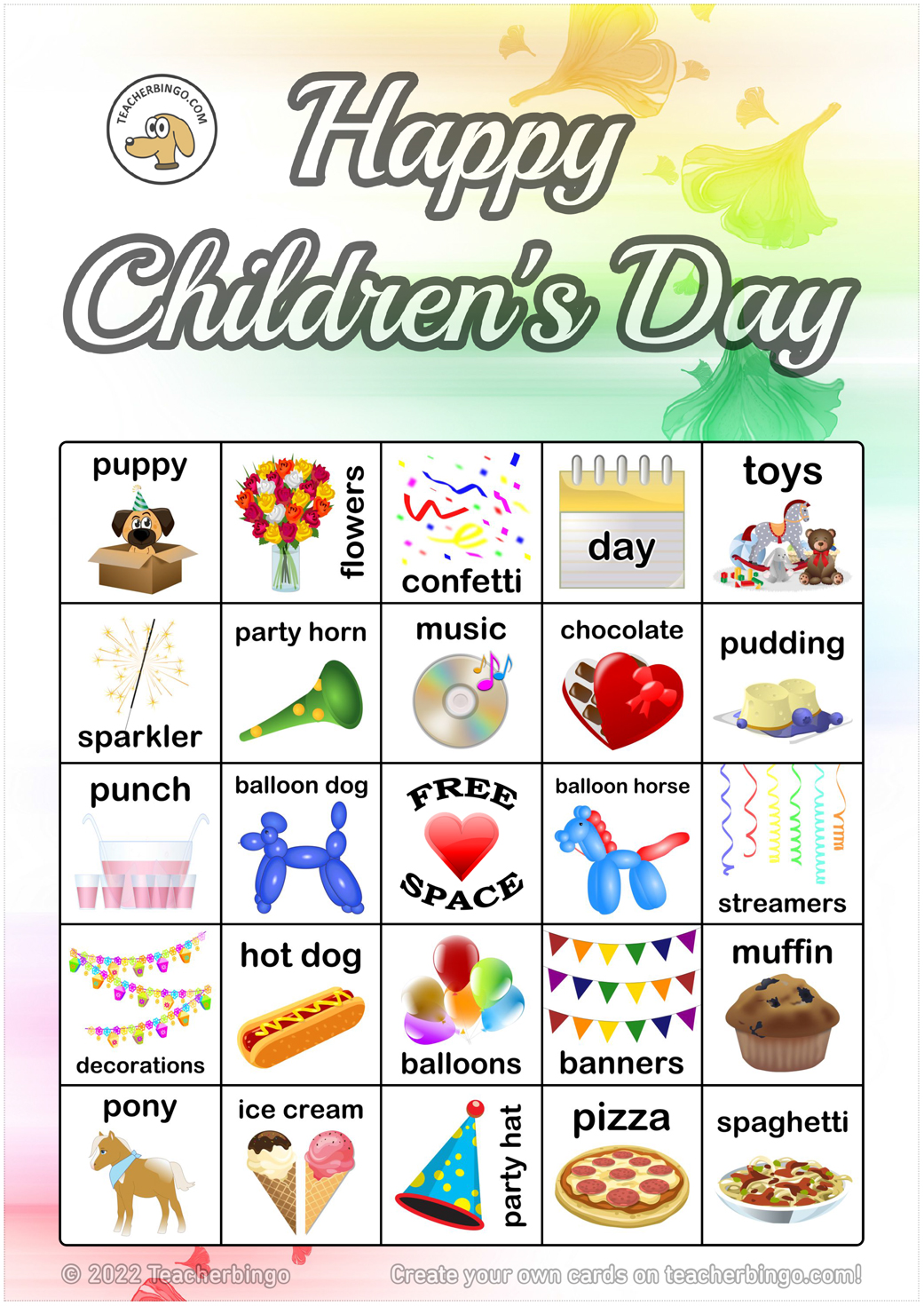 Children’s Day Bingo 5x5 (5 pages + call sheet) | Made By Teachers