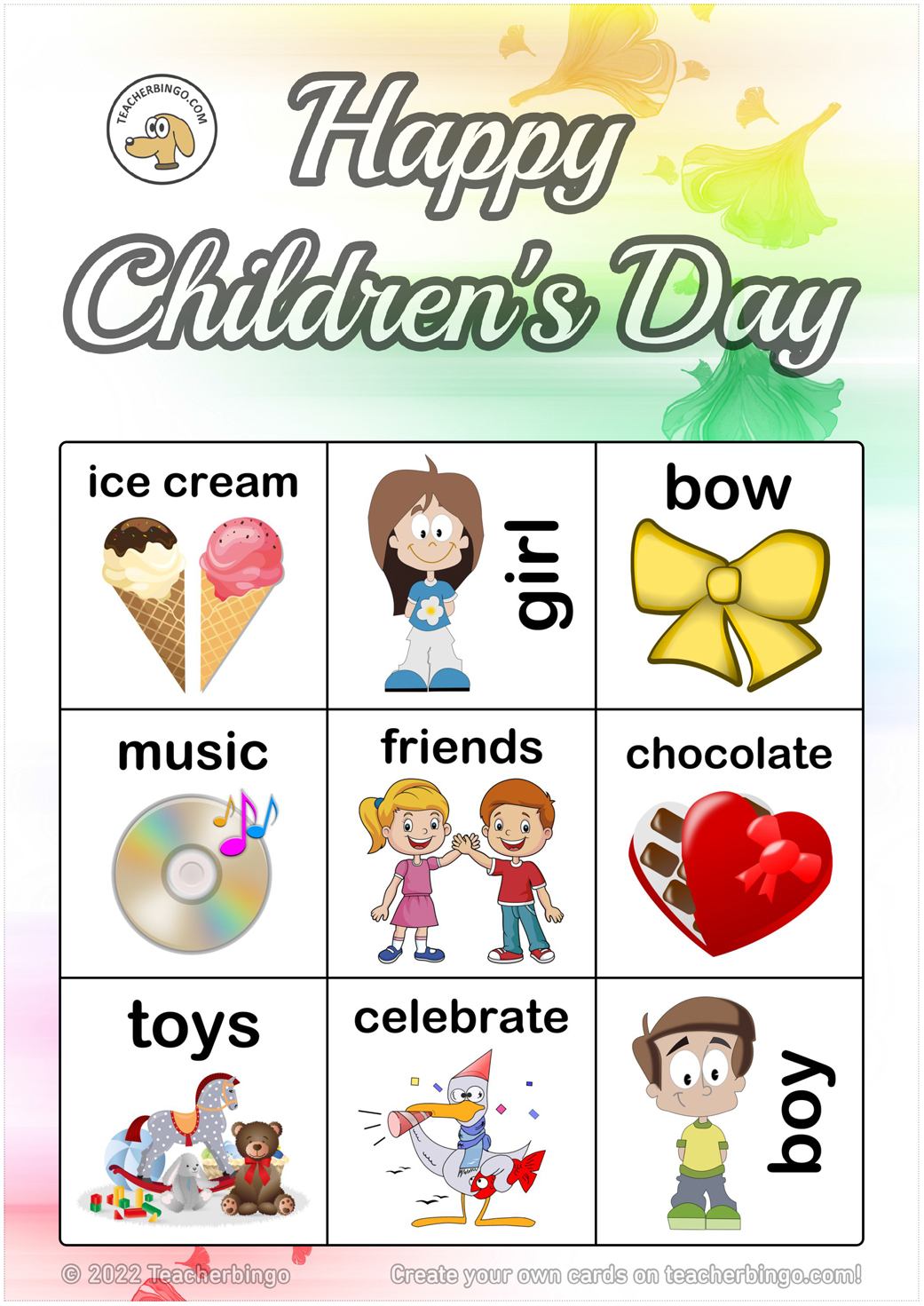 Children’s Day Bingo 3x3 (100 pages + call sheet) | Made By Teachers