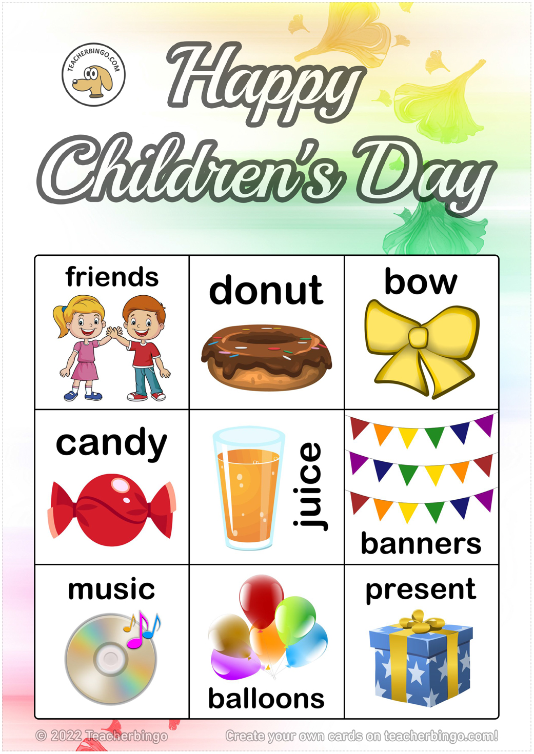 Children’s Day Bingo 3x3 (100 pages + call sheet) | Made By Teachers