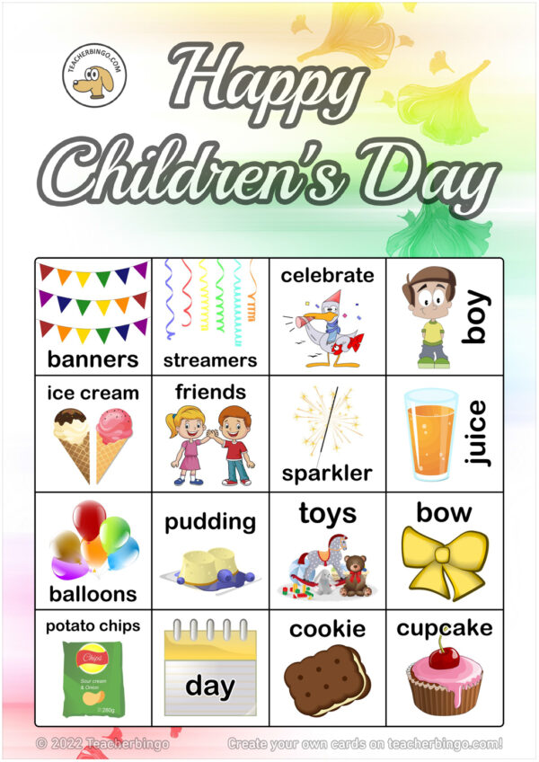 Children’s Day Bingo 4x4 (100 pages + call sheet) | Made By Teachers