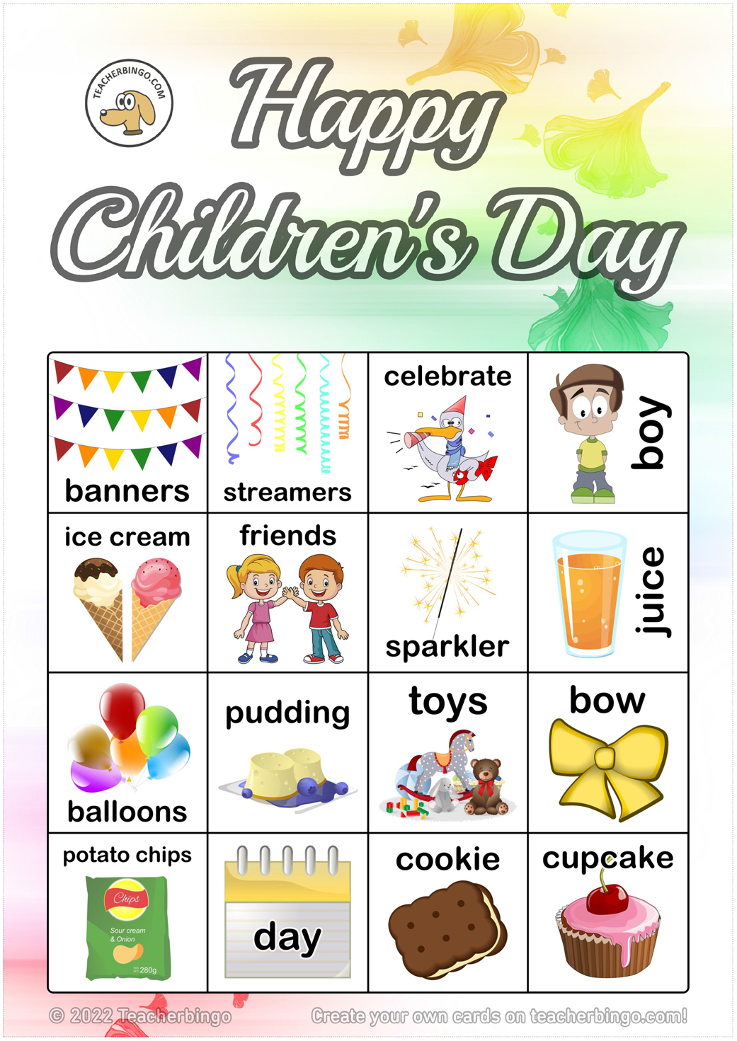Children’s Day Bingo 4x4 (100 pages + call sheet) | Made By Teachers
