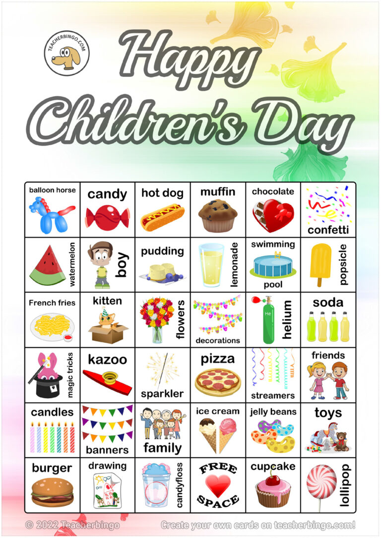 Children’s Day Bingo 6x6 (100 pages + call sheet) | Made By Teachers