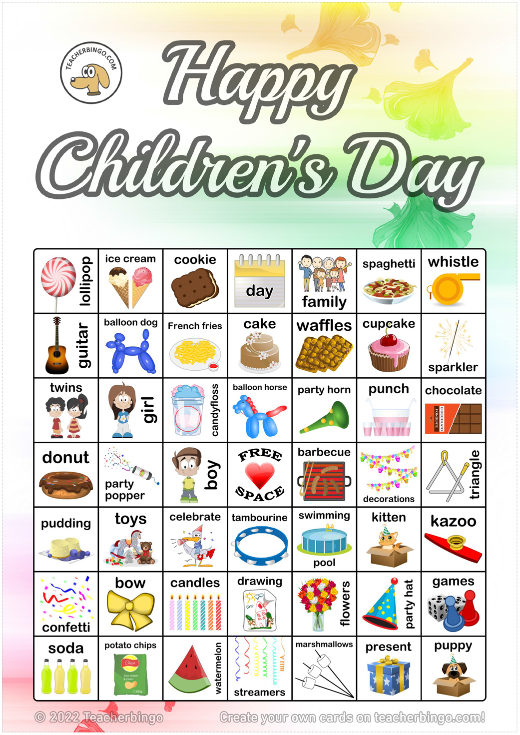 Children’s Day Bingo 7x7 (100 pages + call sheet) | Made By Teachers