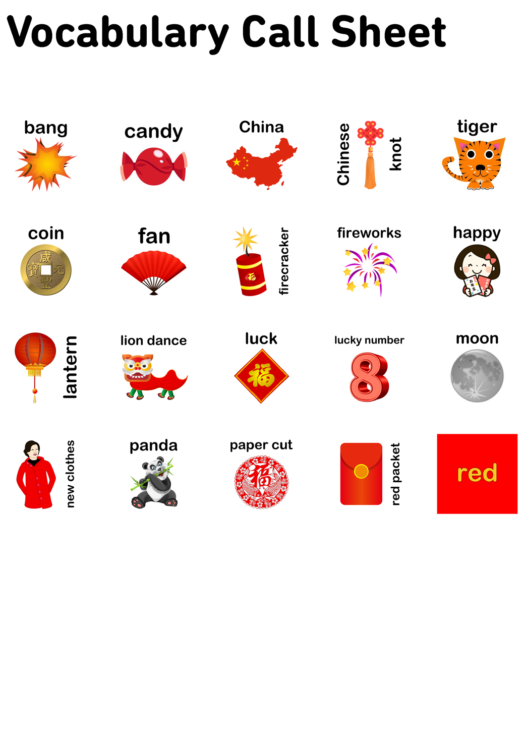 Chinese New Year Bingo 3x3 (100 pages + call sheet) - Made By Teachers