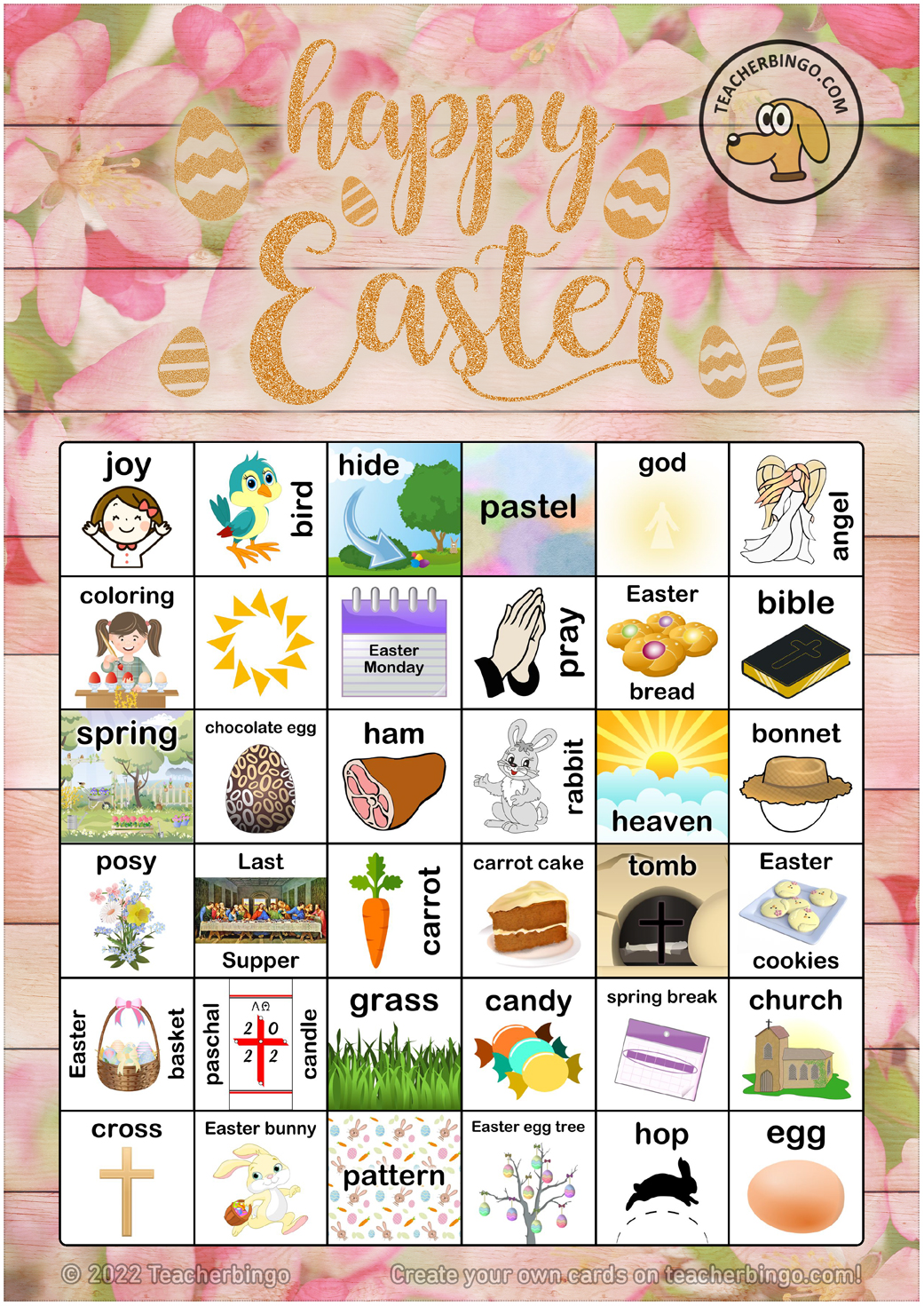 Easter Bingo 6x6 (5 pages + call sheet) | Made By Teachers