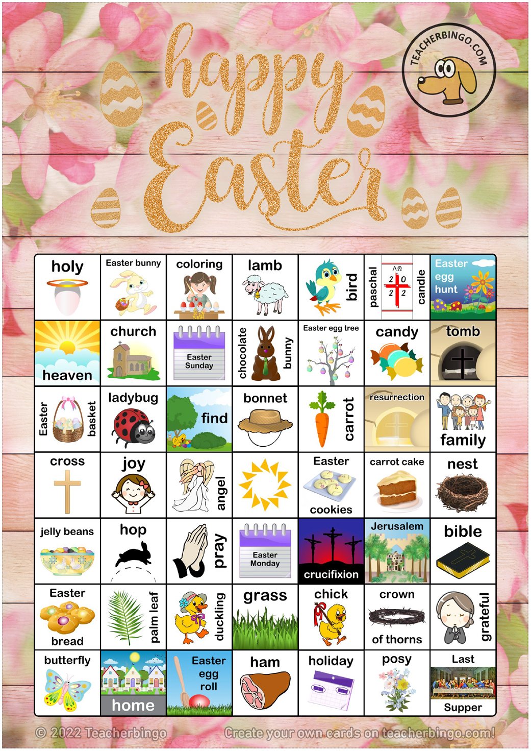 Easter Bingo 7x7 (5 pages + call sheet) | Made By Teachers