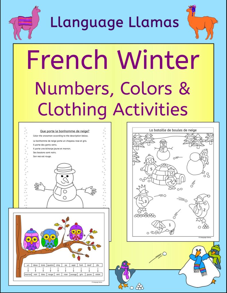 French Winter Numbers Colors Clothing - Hiver activities | Made By Teachers
