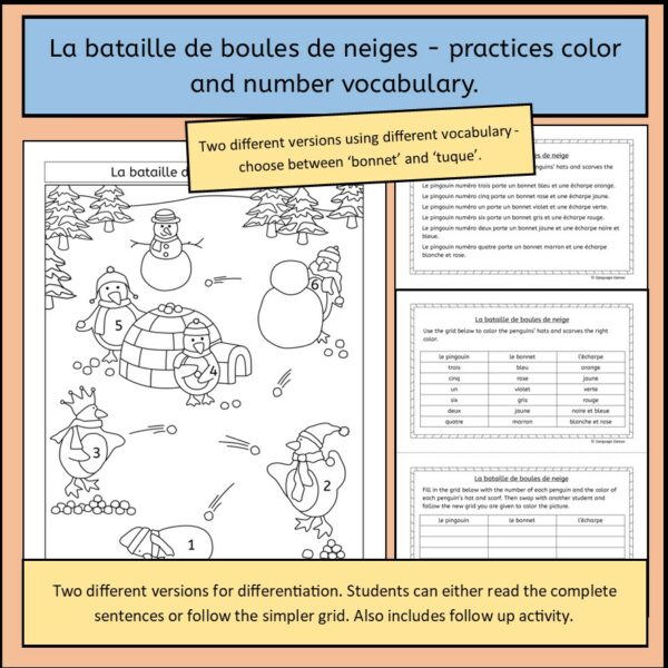 French Winter Numbers Colors Clothing - Hiver activities - Made By Teachers