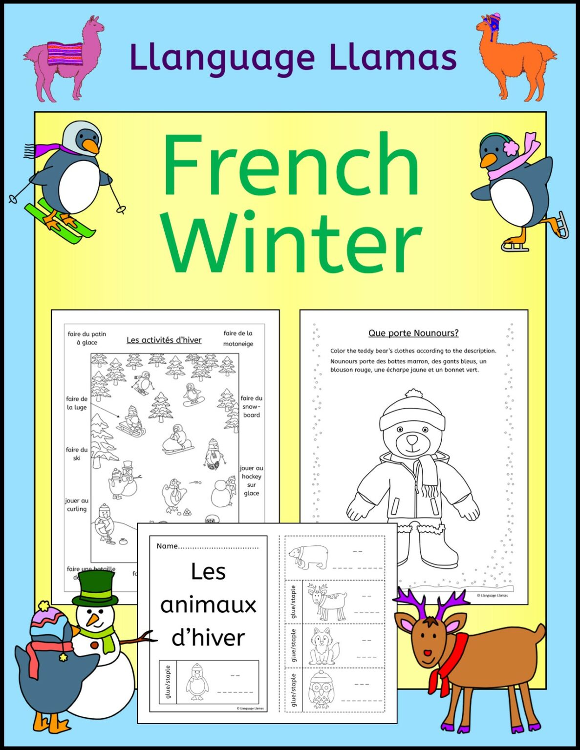 French Winter - Hiver - vocabulary activities, puzzles, minibooks ...