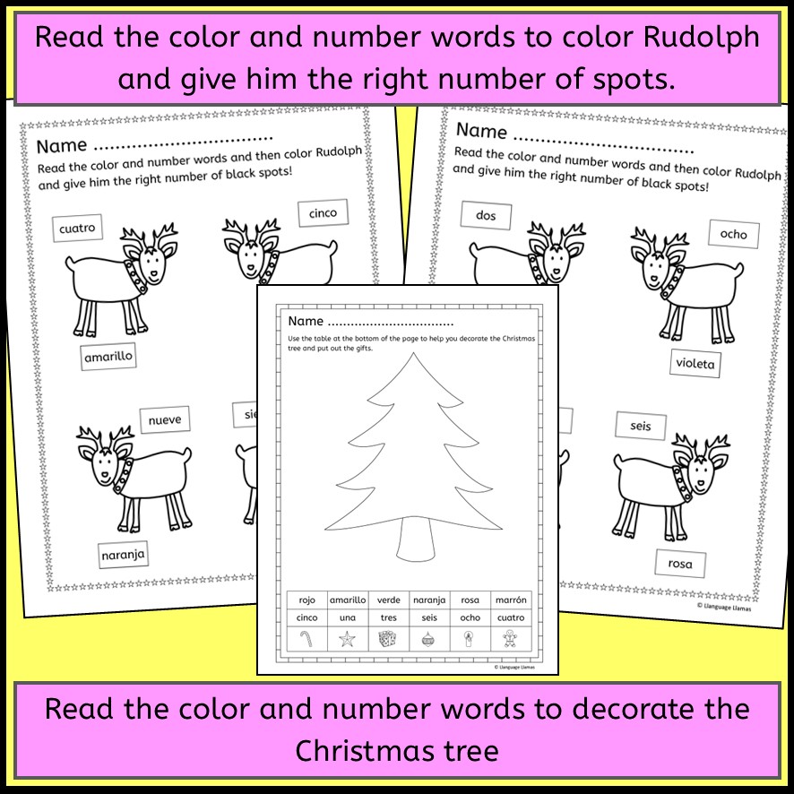 Spanish Christmas Navidad Numbers and Colors Activities | Made By Teachers