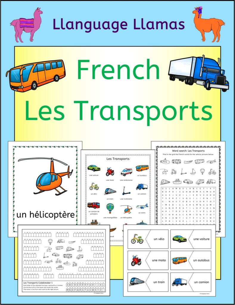 French Les Transports vehicles vocabulary activities puzzles | Made By ...