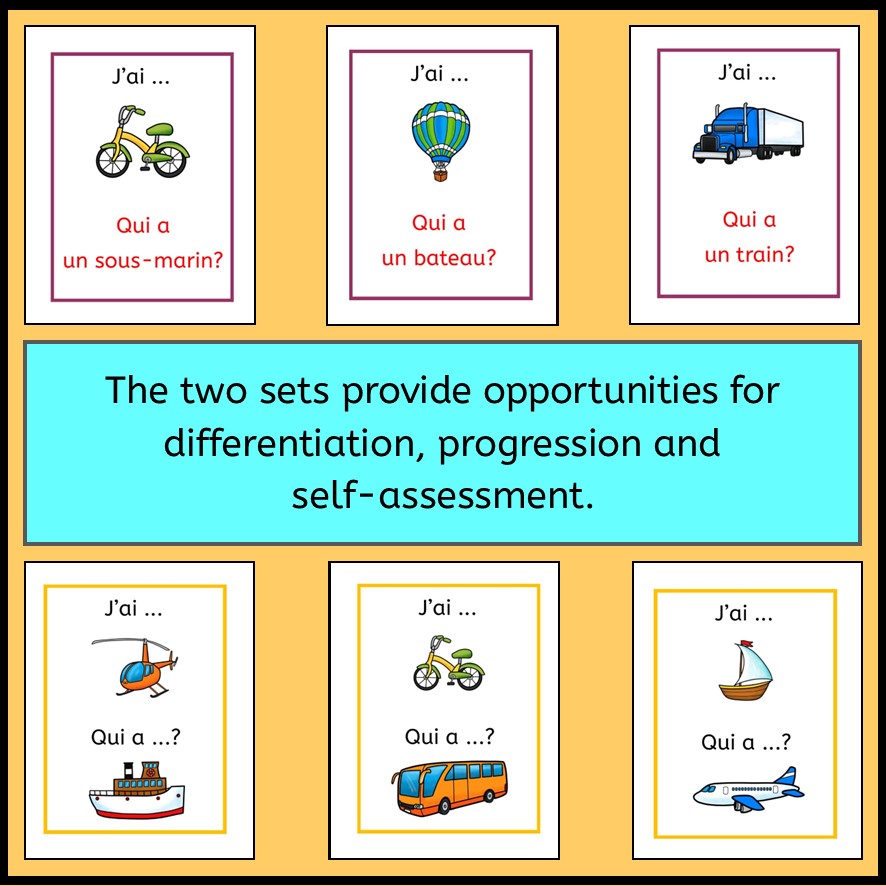 French Les Transports J'ai ... Qui a ...? Game - Vehicles ...