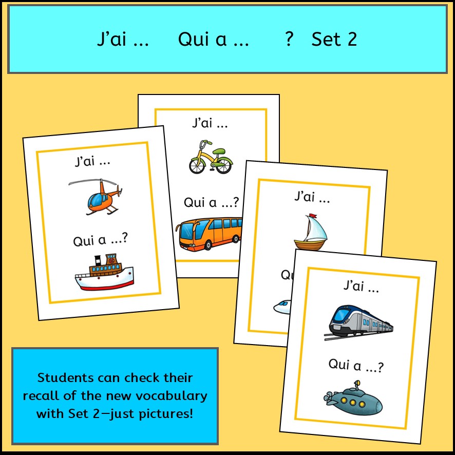 French Les Transports J'ai ... Qui a ...? Game - Vehicles ...