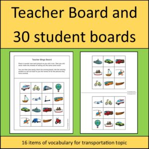 Transport bingo for class topic or ESL EAL EFL MFL - vehicles ...