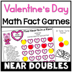 Addition Near Doubles Strategy Valentine's Day Math Fact Games: Partner ...