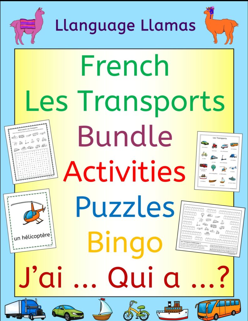French Les Transports Bundle - Activities Puzzles Bingo J'ai ... Qui a ...