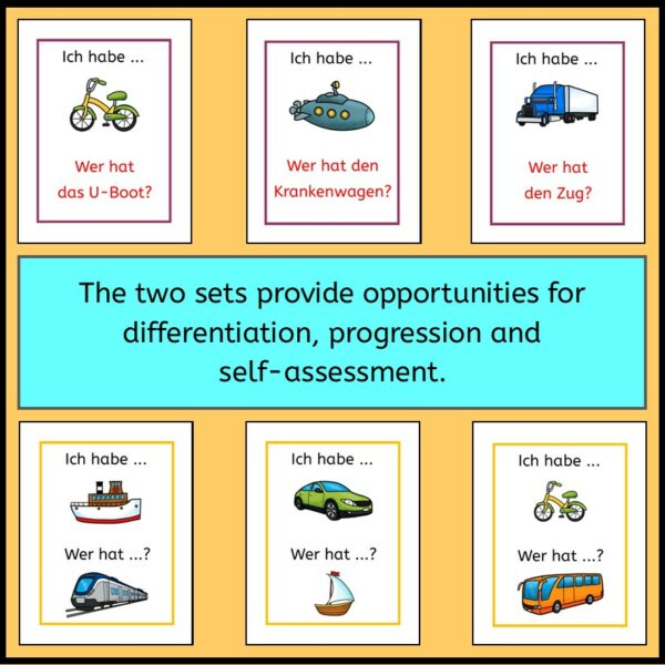 German Fahrzeug Transport Bundle vocab activities puzzles bingo Ich ...