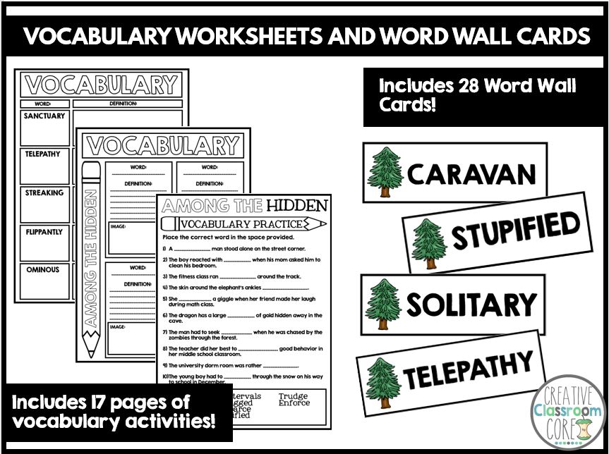 Among the Hidden Novel Study - Comprehension Questions - Activities ...