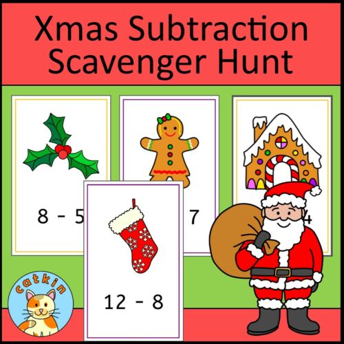 Xmas Addition Subtraction Bundle Scavenger Hunt, Write Around the Room ...