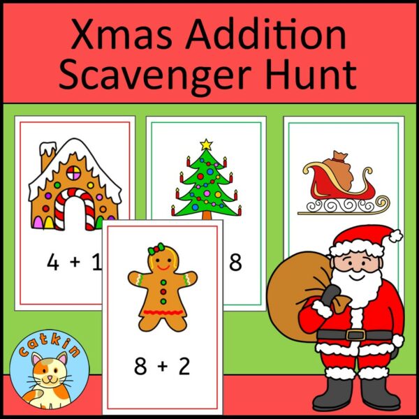 Xmas Addition Subtraction Bundle Scavenger Hunt, Write Around the Room ...