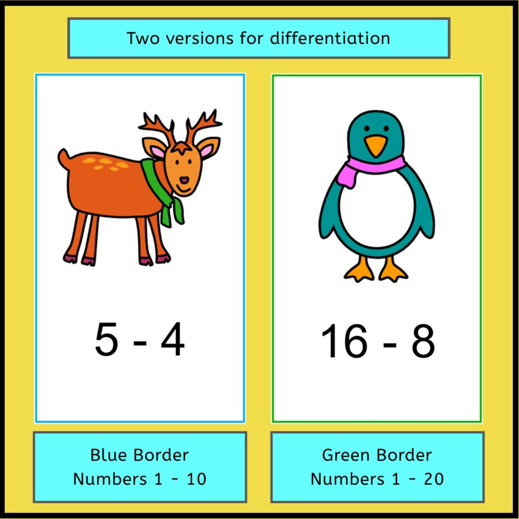 Winter Subtraction Scavenger Hunt - Subtract Around the Room - Scoot ...