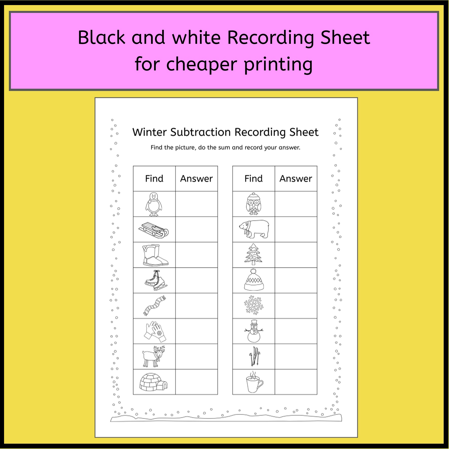 Winter Subtraction Scavenger Hunt - Subtract Around the Room - Scoot ...