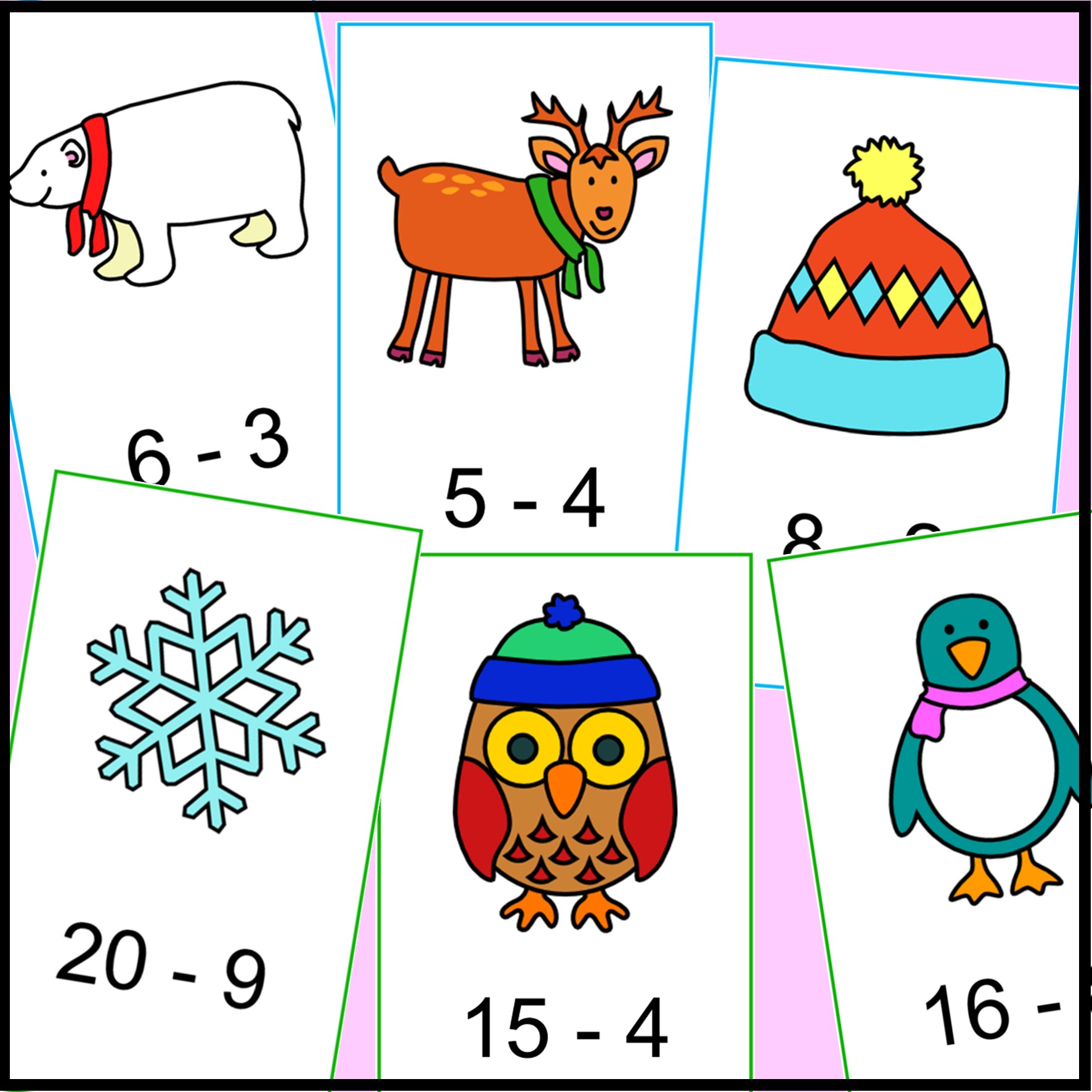 Winter Addition Subtraction Bundle Scavenger Hunt, Around the room ...
