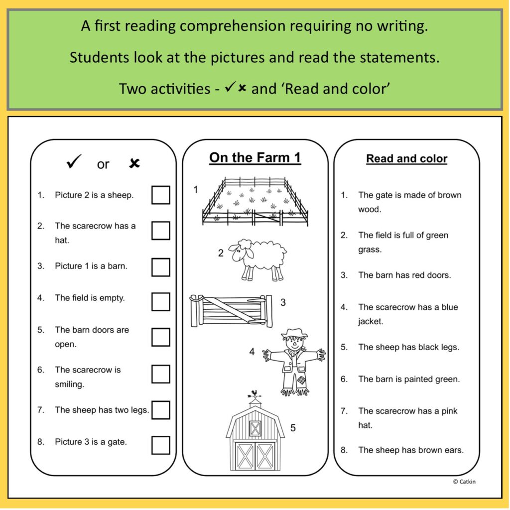 Picture Reading Comprehension for beginners and SEN - Farm theme | Made ...
