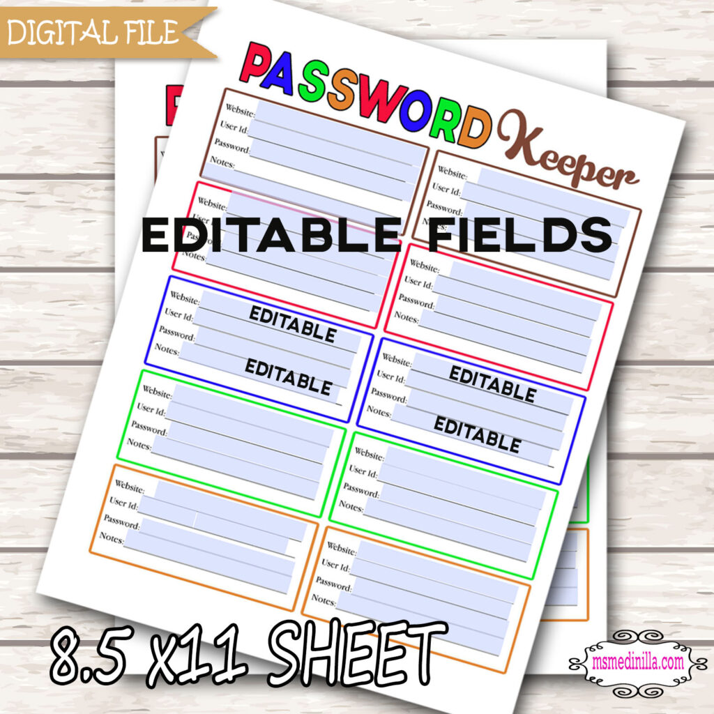 Password Keeper Printable for students. Password Password Log, Letter ...