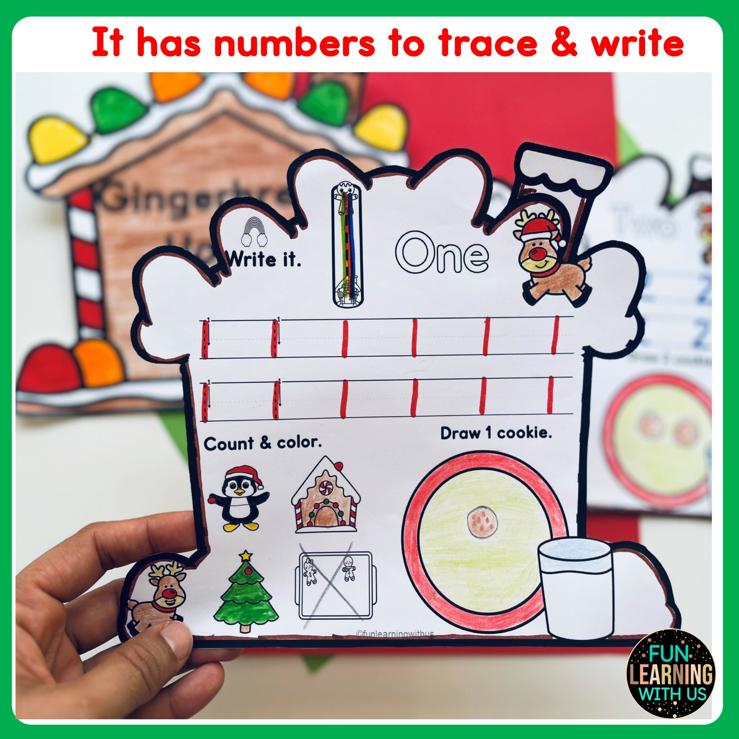 Gingerbread House Number Practice Book | Christmas Number Tracing ...