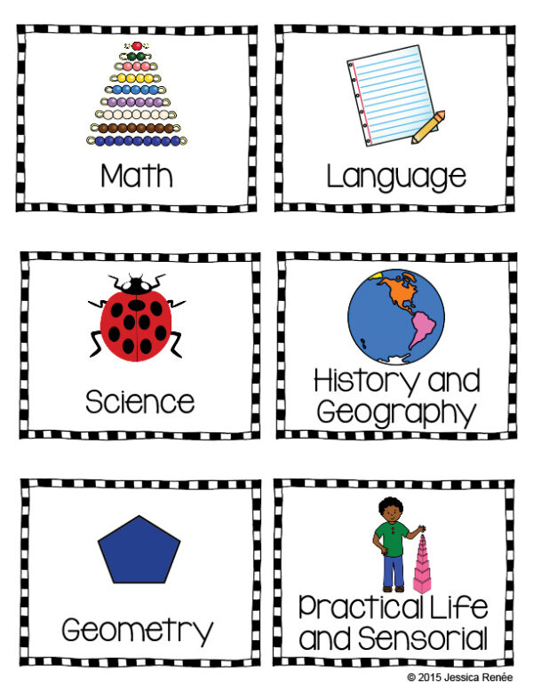 Montessori Classroom Area Labels with Clip Art for Free | Made By Teachers