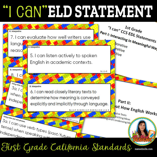 EDL I CAN Statements First Grade California Standards Building Blocks ...
