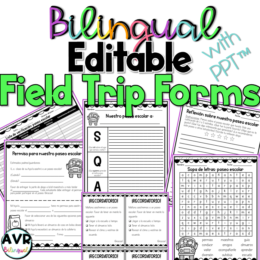 Bilingual Field Trip Forms Packet | Editable | Spanish | English | Made ...
