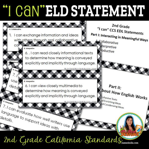 EDL I CAN Statements Second Grade California Common Core Standards ...