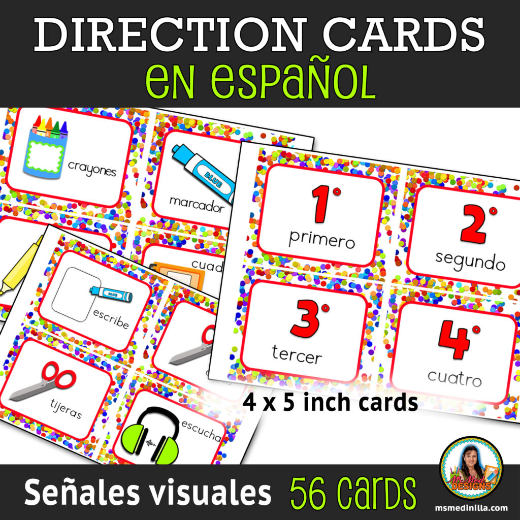 Picture Direction Cards, Tarjetas con Imagen, Spanish Version Confetti ...