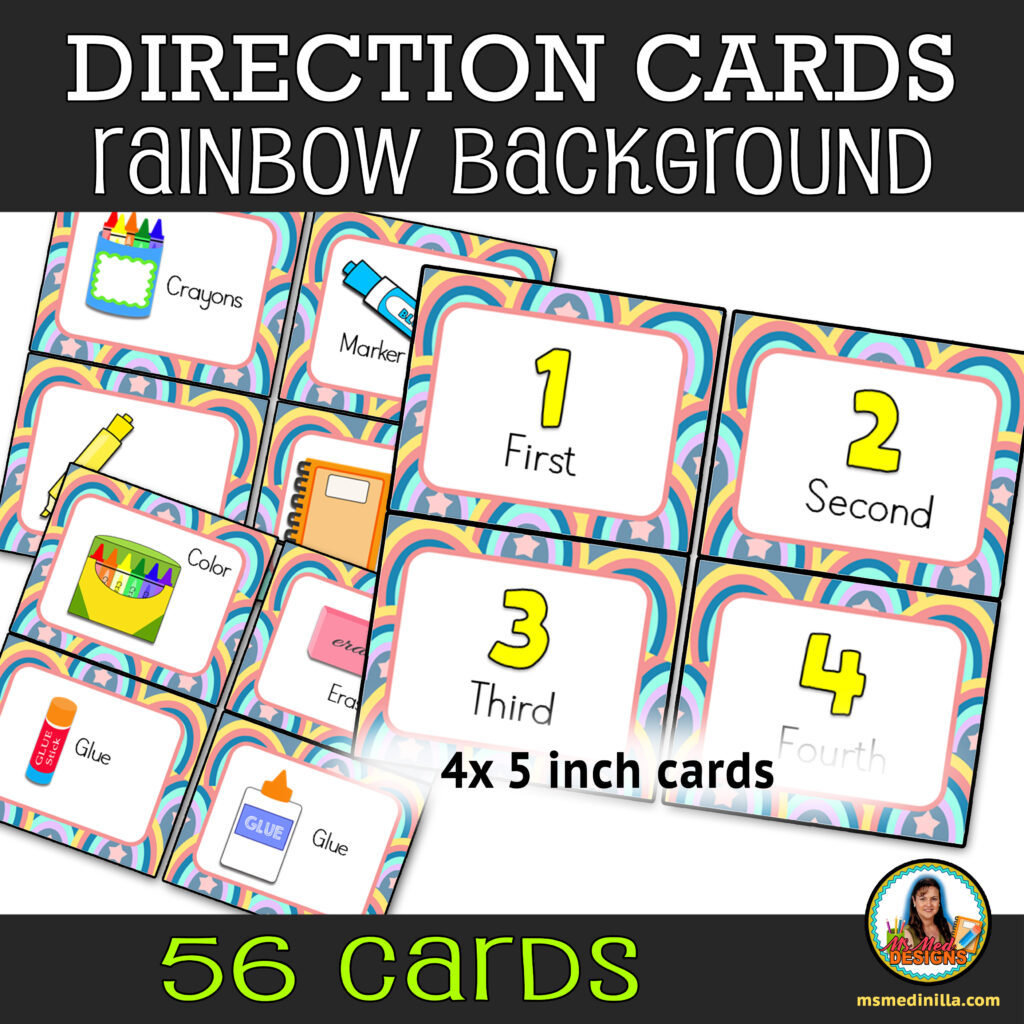 Classroom Management picture direction cards, Rainbow Decor | Made By ...