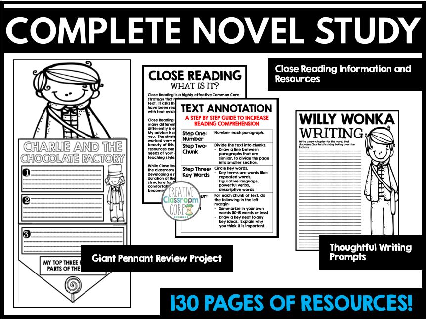 Charlie and the Chocolate Factory Novel Study - Chapter Questions ...