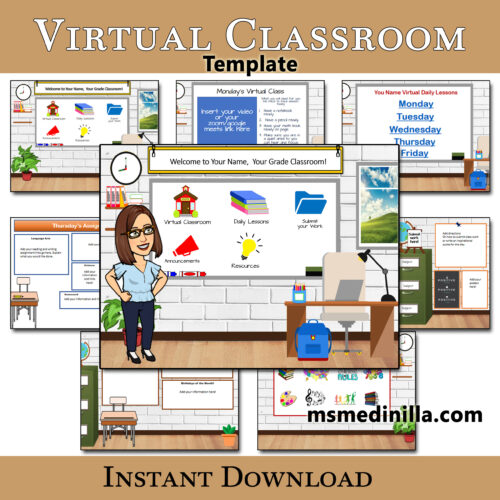 Virtual Classroom Easy Editable Template, Add your Bitmoji and Links ...