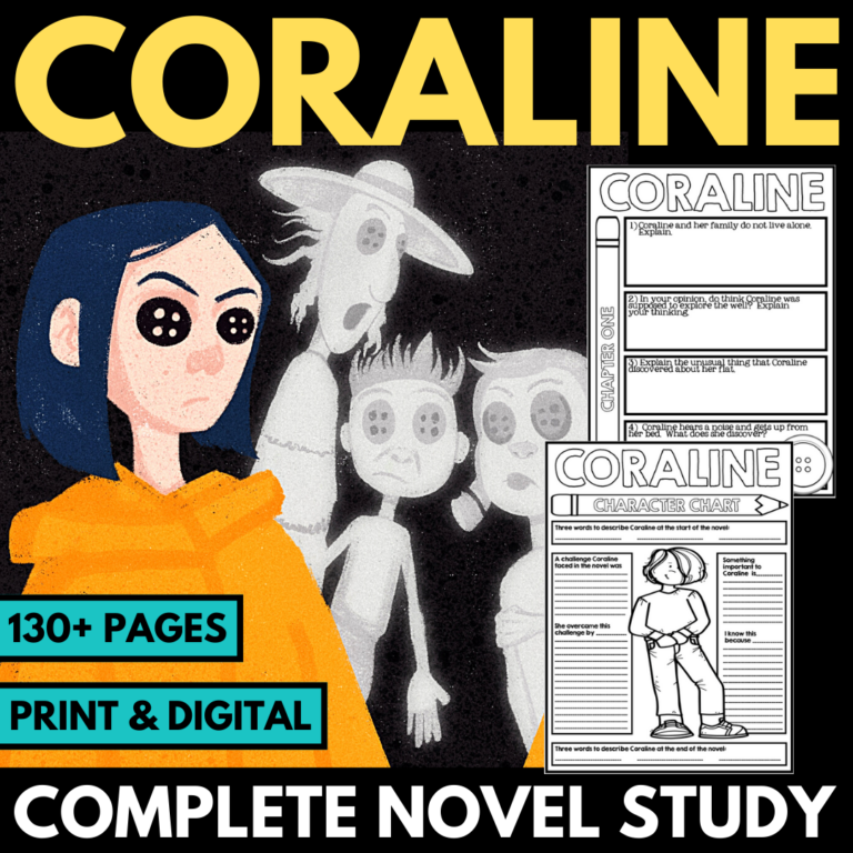 Coraline Novel Study Projects - Coraline by Neil Gaiman Activities ...