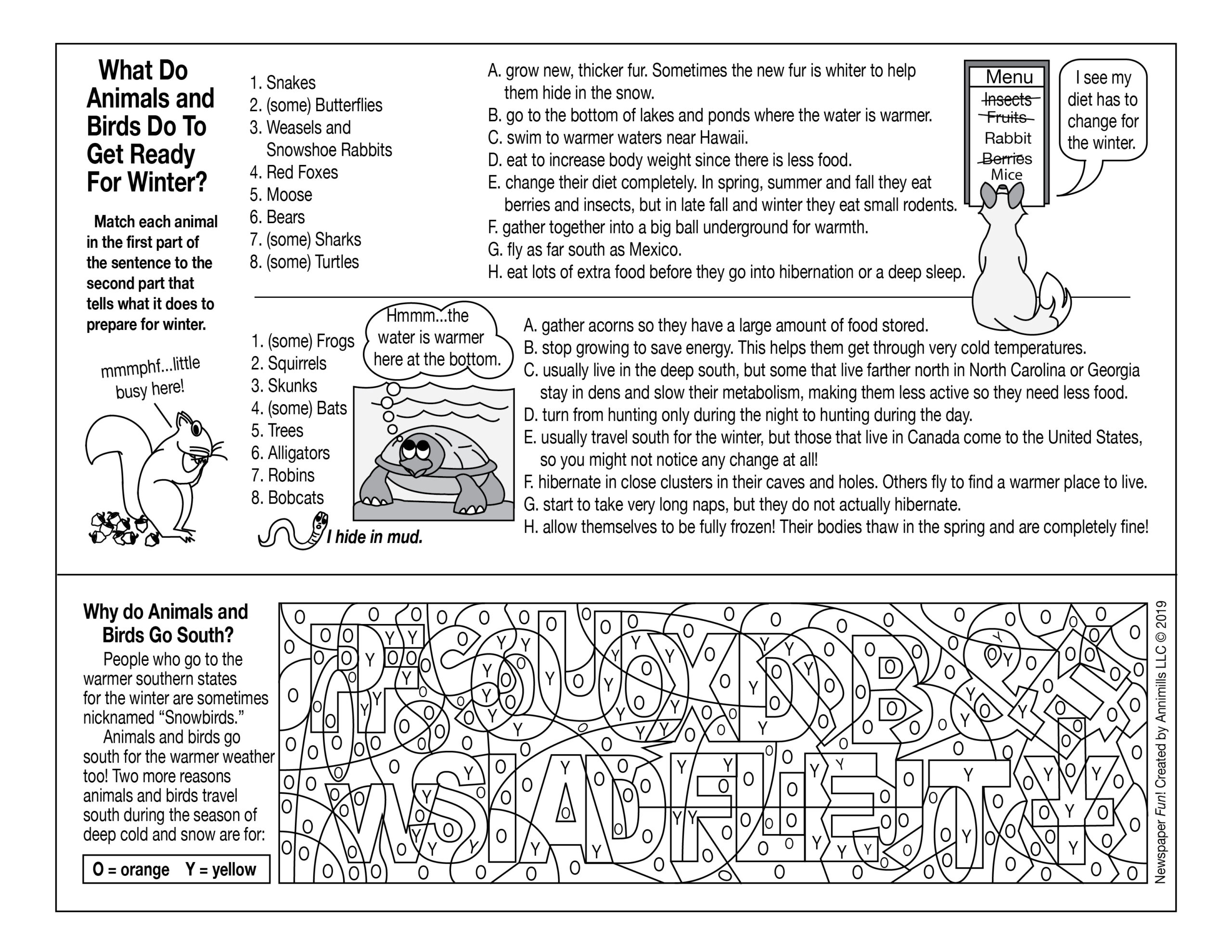 Getting Ready for Winter Printable Puzzles – What People and Animals Do ...