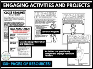 Coraline Novel Study Projects - Coraline by Neil Gaiman Activities ...