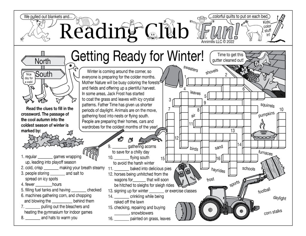 Getting Ready In the Fall For Winter - Printable Puzzle Packet ...