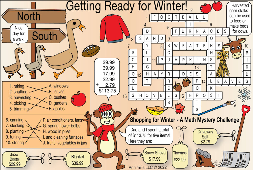 Getting Ready In the Fall For Winter - Printable Puzzle Packet ...