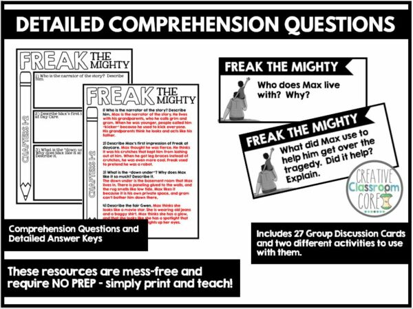 Freak the Mighty Novel Study Unit Projects & Activities - Lesson Plans ...